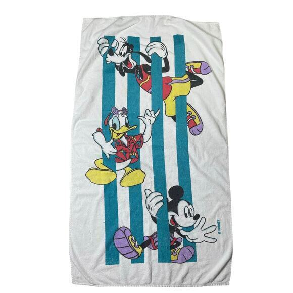 Disney | Bath | Vintage Disney Mickey Donald Goofy Striped Beach Towel ...